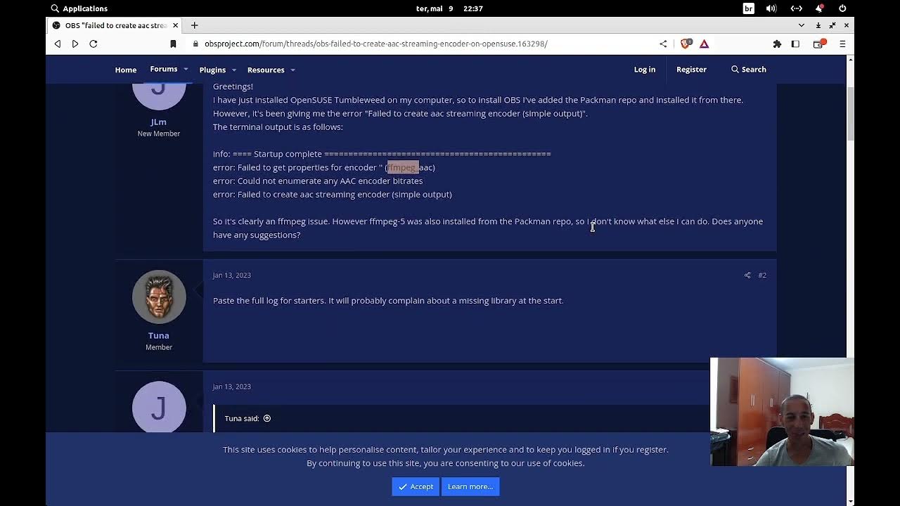 OBS não funciona "failed to create aac streaming encoder" no Opensuse - RESOLVIDO! - YouTube