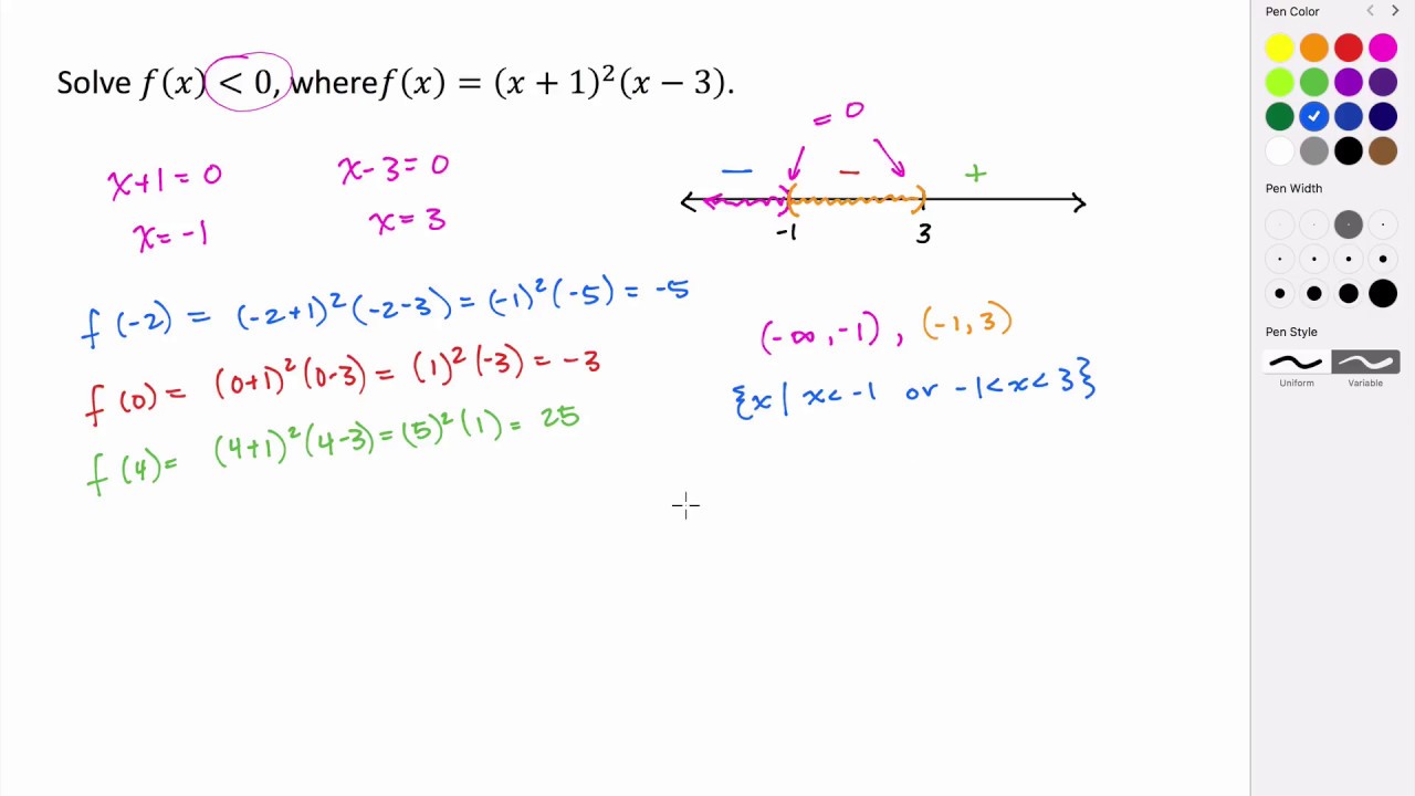 Solving Polynomial Inequalities Algebraically Youtube 7235