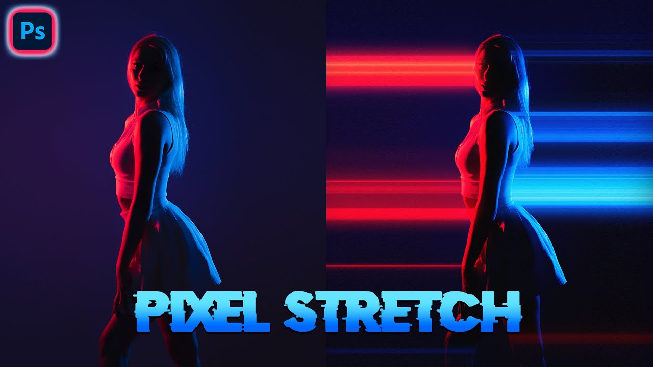 How to create Pixel Stretch with glow - Photoshop tutorial - YouTube