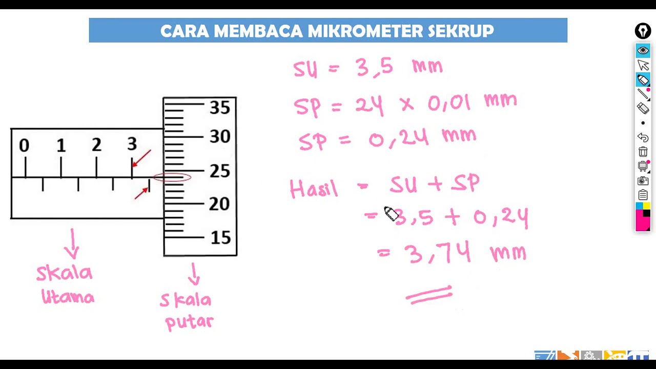 Cara Membaca Hasil Pengukuran Mikrometer Sekrup IPA SMP YouTube