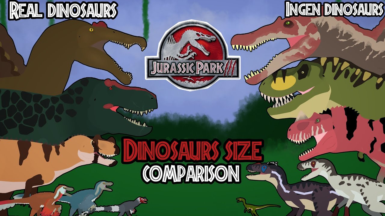 Jurassic Park 3 size Comparison with Real Dinosaurs ANIMATION (Stick ...