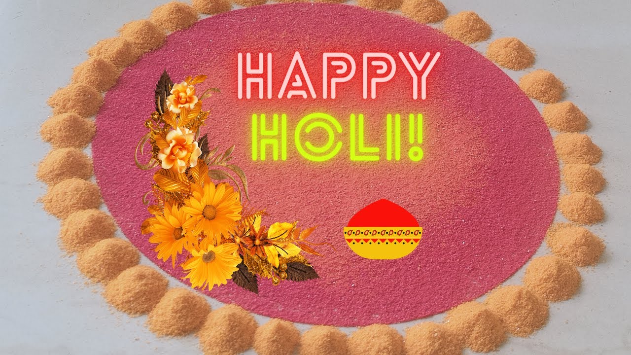 Holi Festival Easy Rangoli🪔🪔💚💜 // Simple Rangoli // Happy Holi Rangoli ...