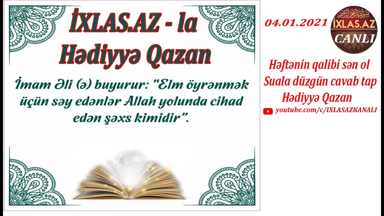 IXLAS.AZ - la Hədiyyə Qazan 04.01.2021 Saat 20:00 CANLI - YouTube