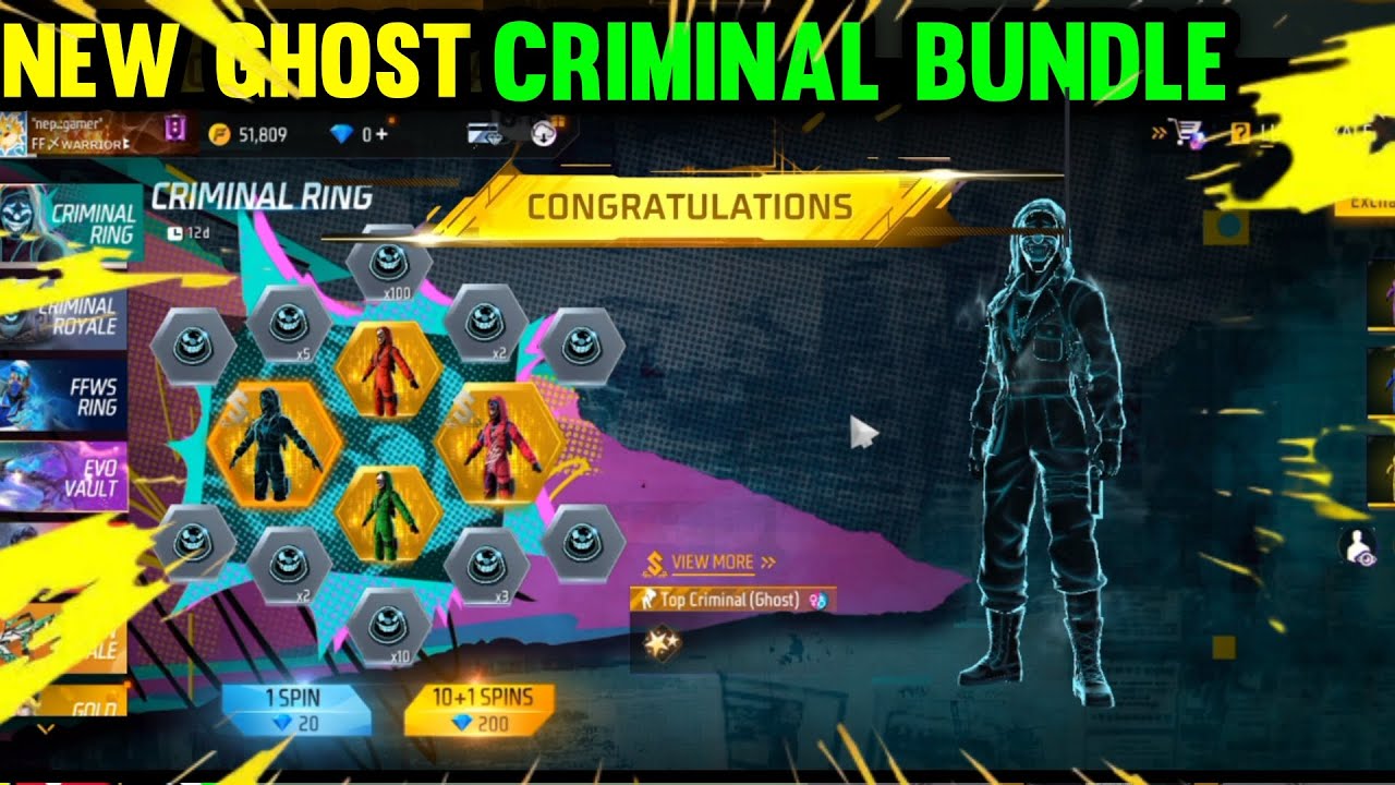 NEW GHOST CRIMINAL 🔥BUNDLE IN FREE FIRE | GARENA FREE FIRE - YouTube