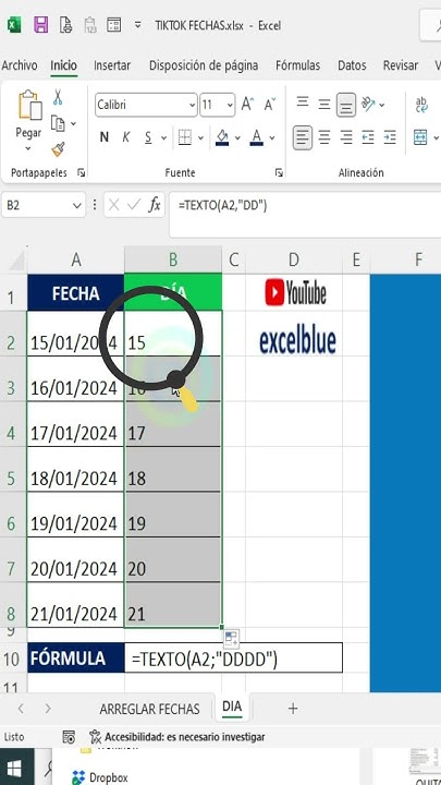 Como Extraer el DÍA de una fecha en EXCEL con la fórmula TEXTO # ...