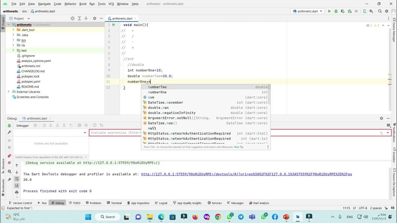 كورس دارت العمليات الحسابية في لغة دارت|| Arithmetic operators in Dart - YouTube