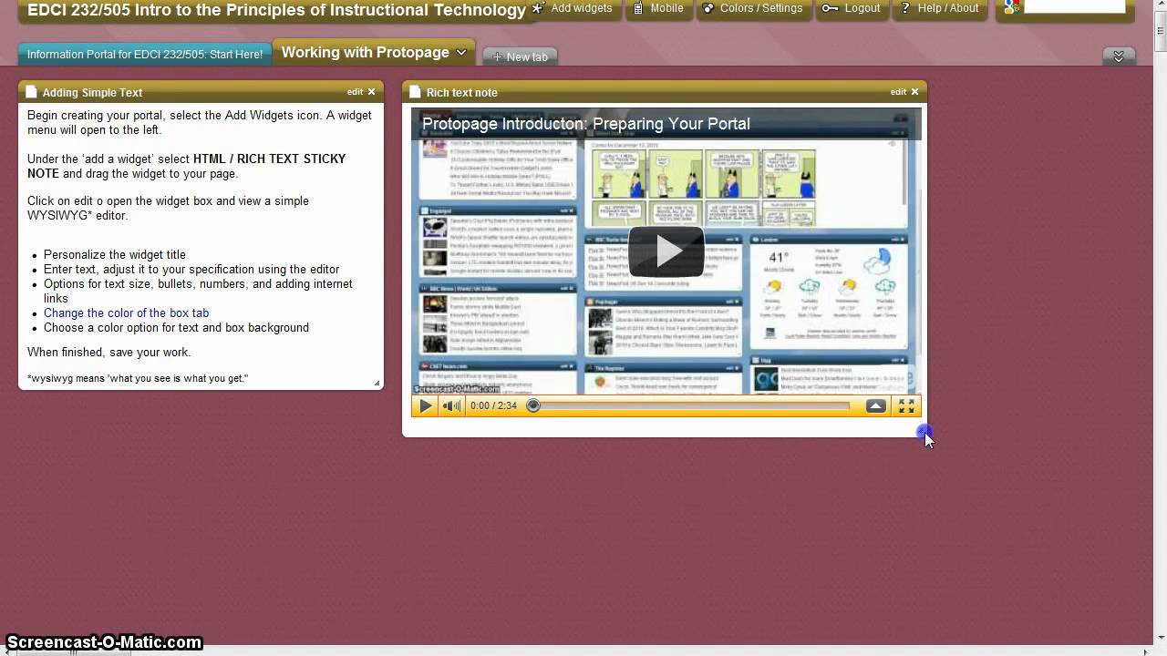 Protopage: Adding Widgets to Your Portal - YouTube