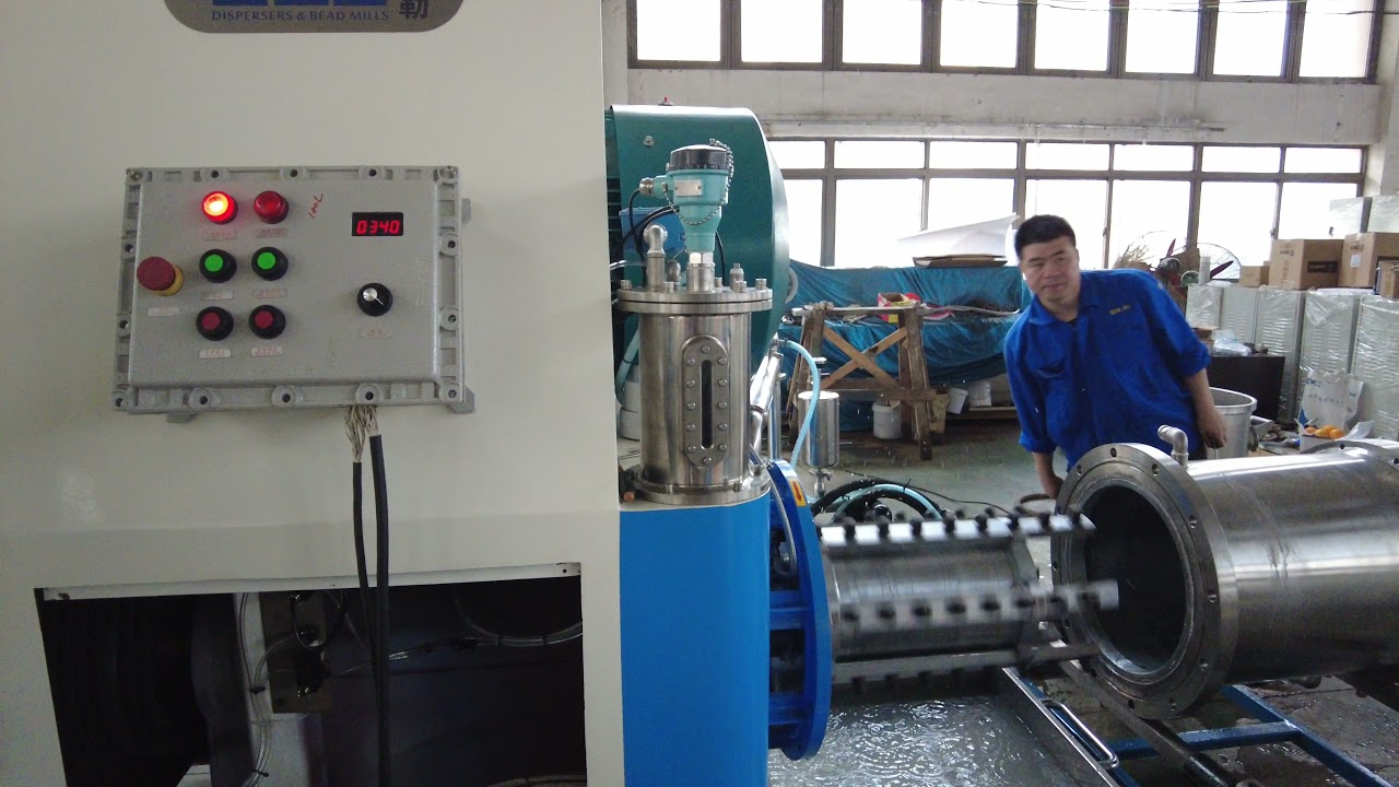 100L pin-type bead mill chamber opening. - YouTube