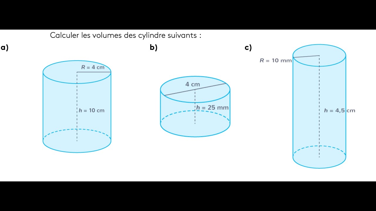 Exercice 2, Volumes, les formules : Volume d’un cylindre - YouTube