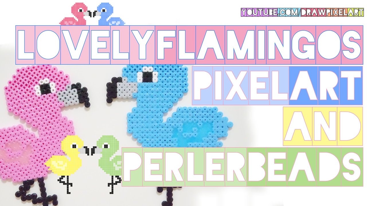 how to draw flamingos & easy DIY perler hama beads decoration ...
