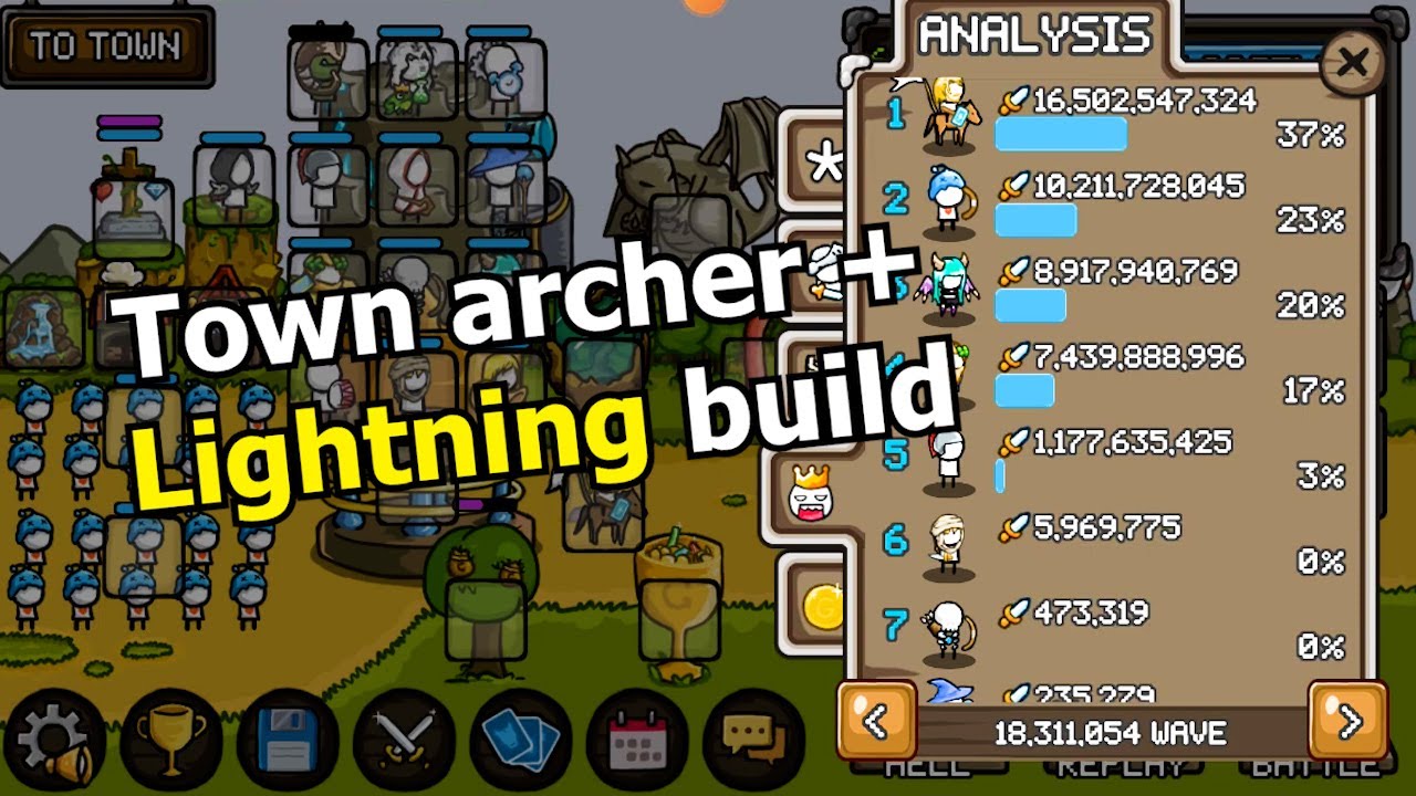 Grow Castle Lightning + Town Archer Wave Build - YouTube
