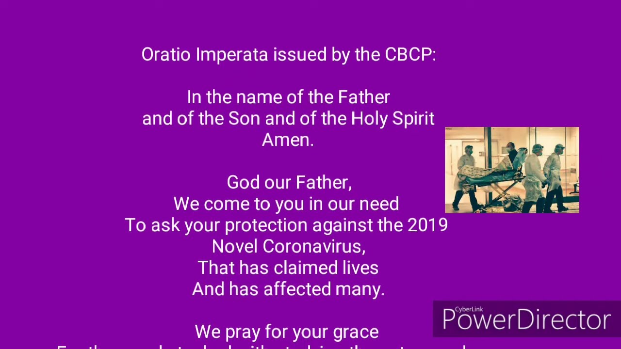 ORATIO IMPERATA PRAYER FOR PROTECTION againts the spread of 2019 Novel ...