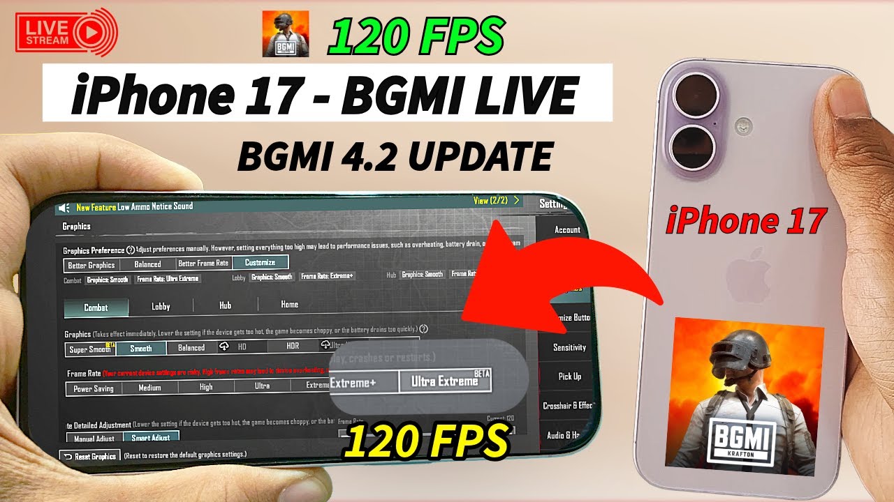 IPHONE 17 120 FPS BGMI LIVE TEST | iPHONE 17 BATTERY, PERFOMANCE ...