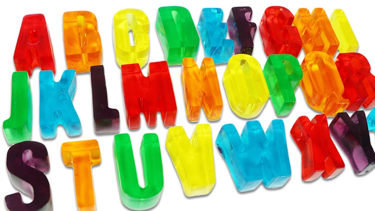 Learn Colors And Spelling With Rainbow Jello Gummy Alphabet! - YouTube