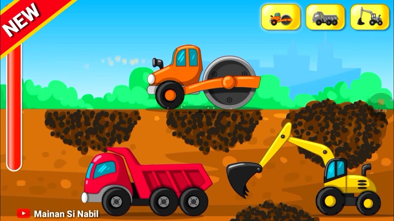 Cartoon Construction Excavator, dump truck, slender | Bego keruk, Mobil ...