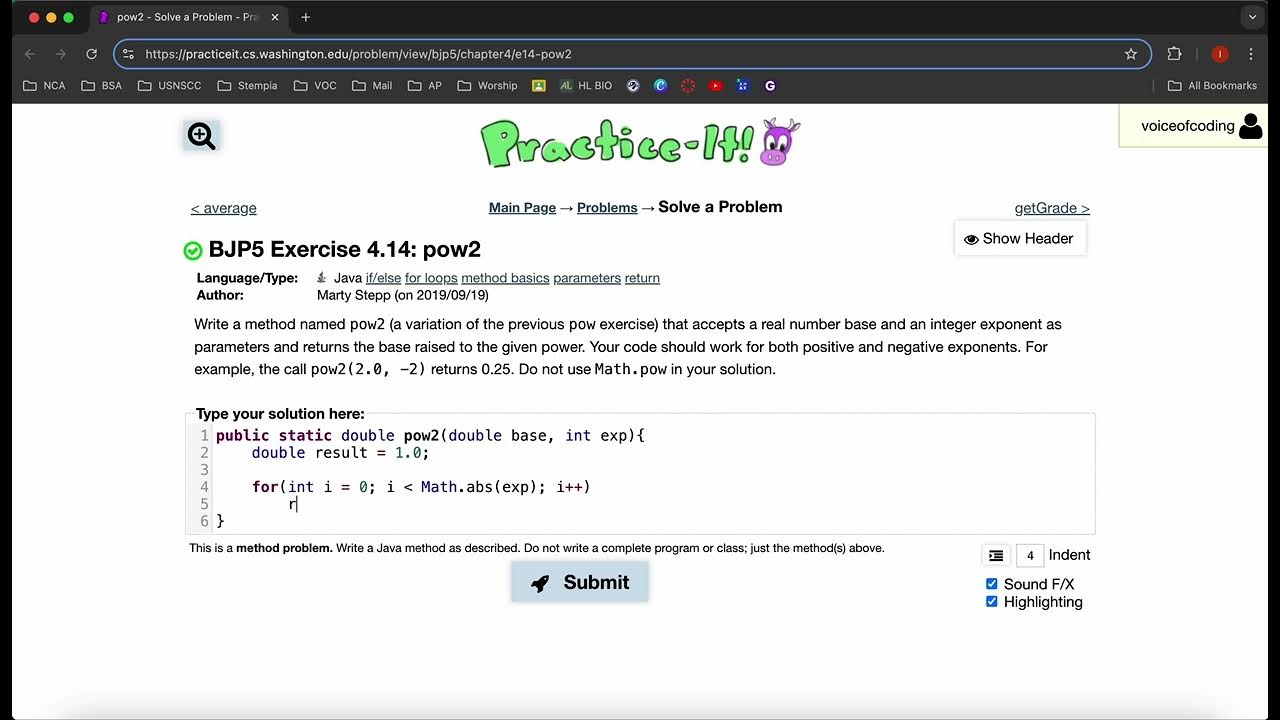 Exercise 4.14 (pow2) Java Tutorial || Practice-It - YouTube