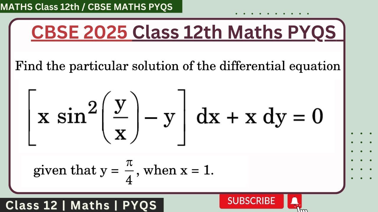 Find the particular solution of the differential equation [x sin^2 (y/x ...