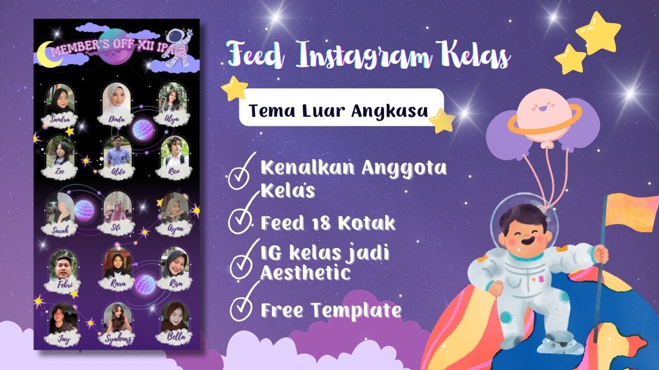 Feed IG Kelas untuk All Member Tema Luar Angkasa di Canva Free - YouTube