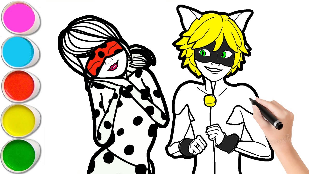 Miraculous Ladybug, Cat Noir Drawing || How To Draw Ladybug and Cat ...