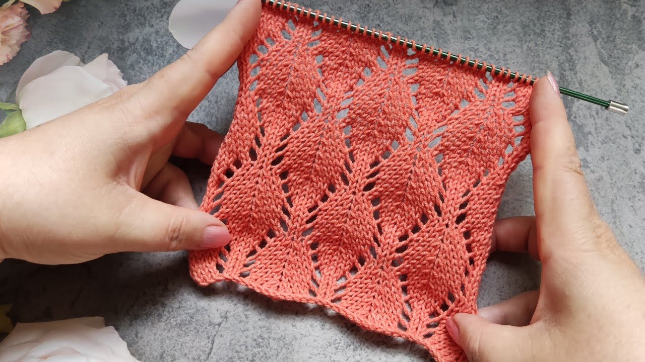 Leaves Knit Stitch | Ajour-Blattmuster stricken | Punto hojas a dos agujas | Punto foglie ai ...