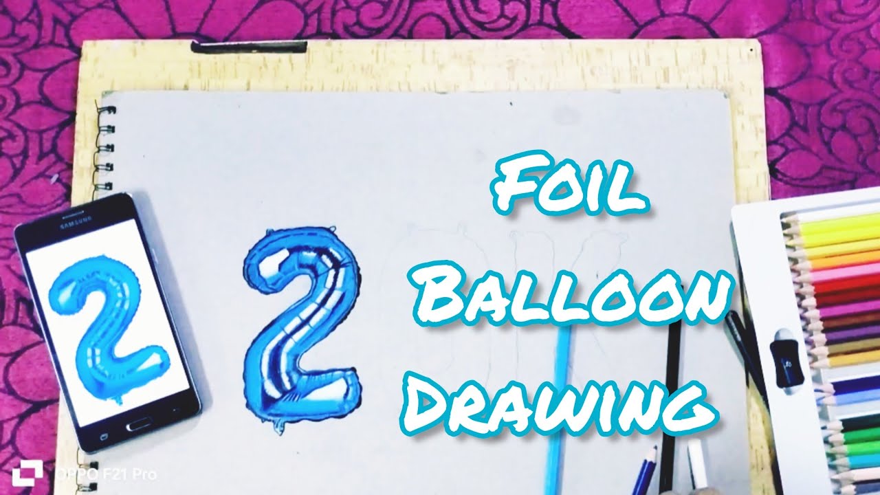 foil balloon drawing 2 blue with colour pencil #drawing #art # ...
