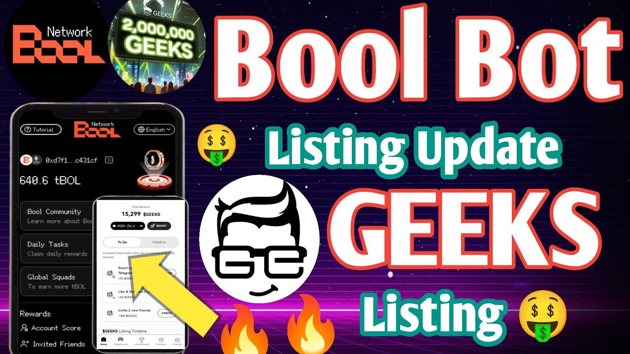 Bool Bot Listing Update Today l Geeks Listing 🤑New meme Coin Claim ...
