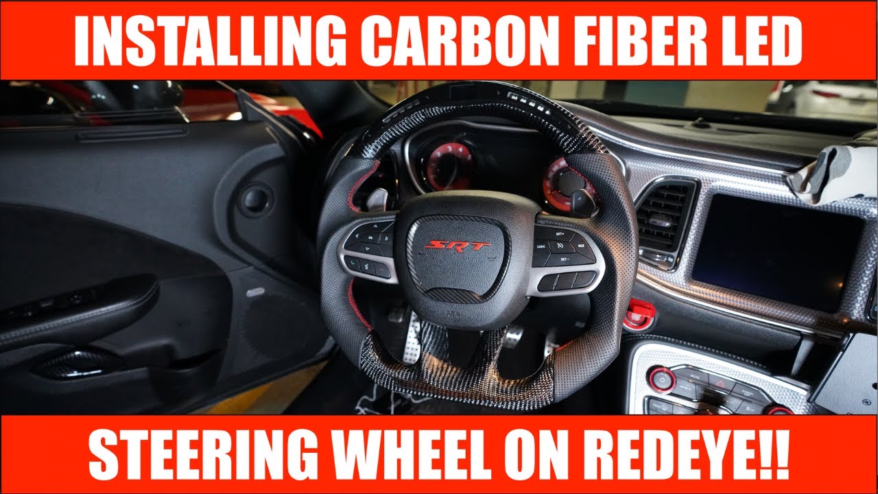 CARBON FIBER LED STEERING WHEEL INSTALL ON HELLCAT REDEYE!! - YouTube