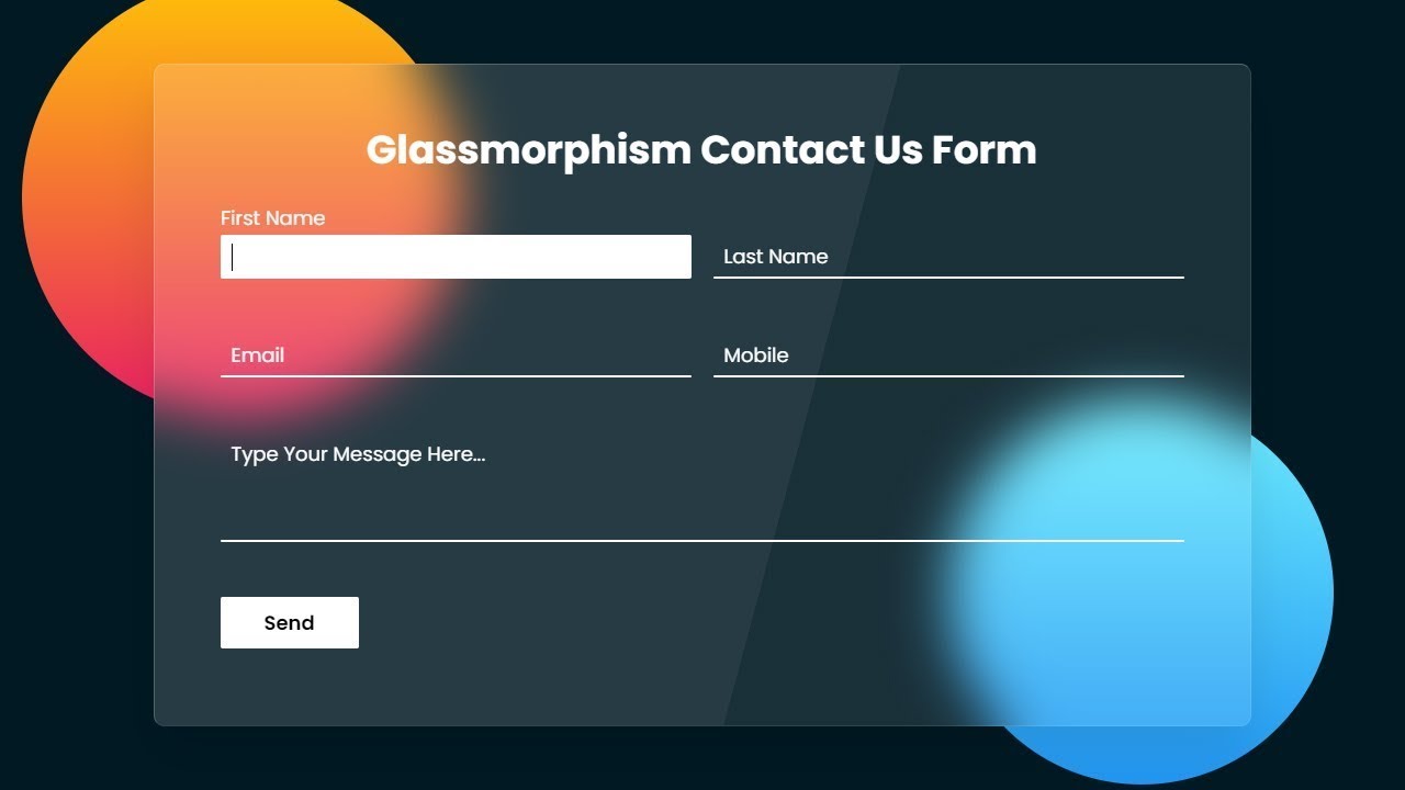 Responsive Contact Us Page Design Using Html Css Css Glassmorphism 7584