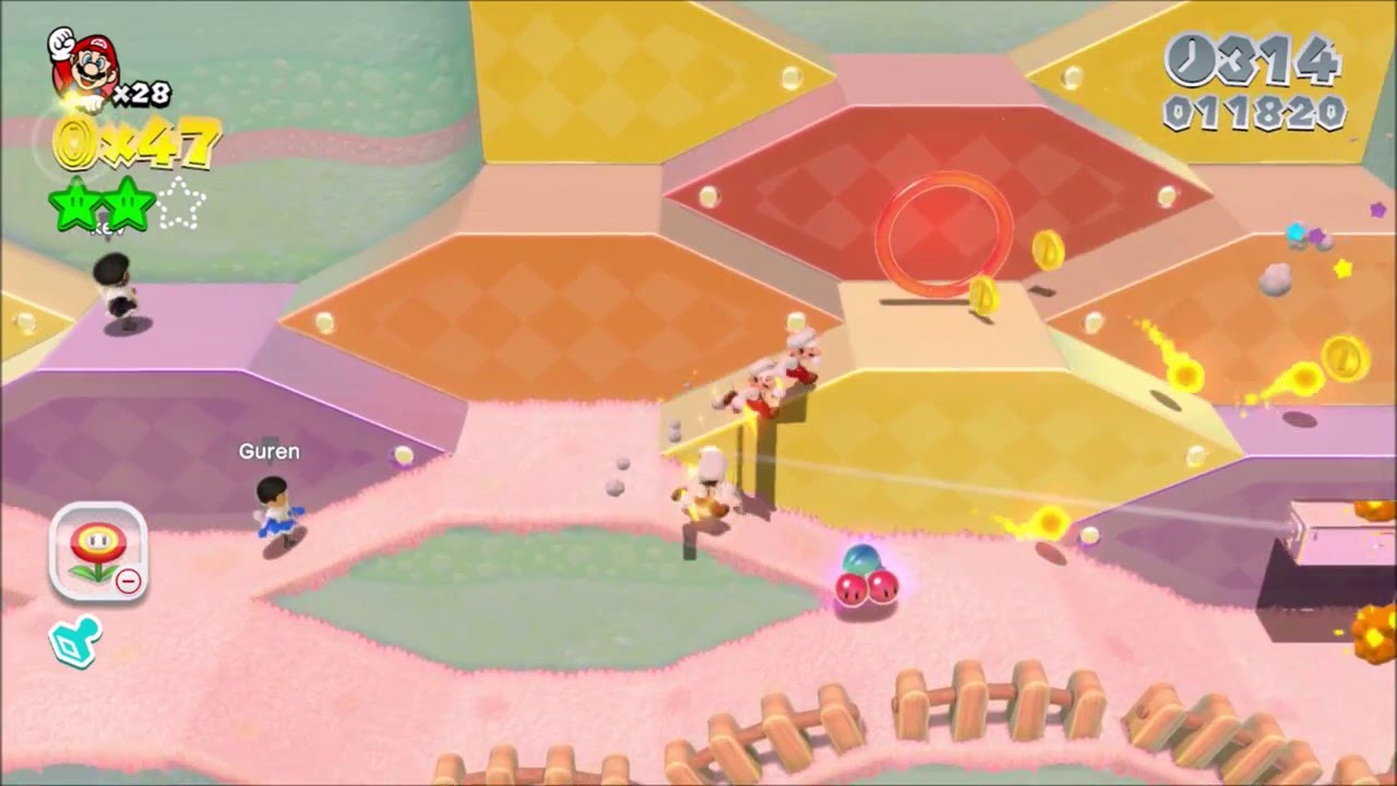 Super Mario 3D World: World 2-A and 2-5 Double Cherry Pass - YouTube