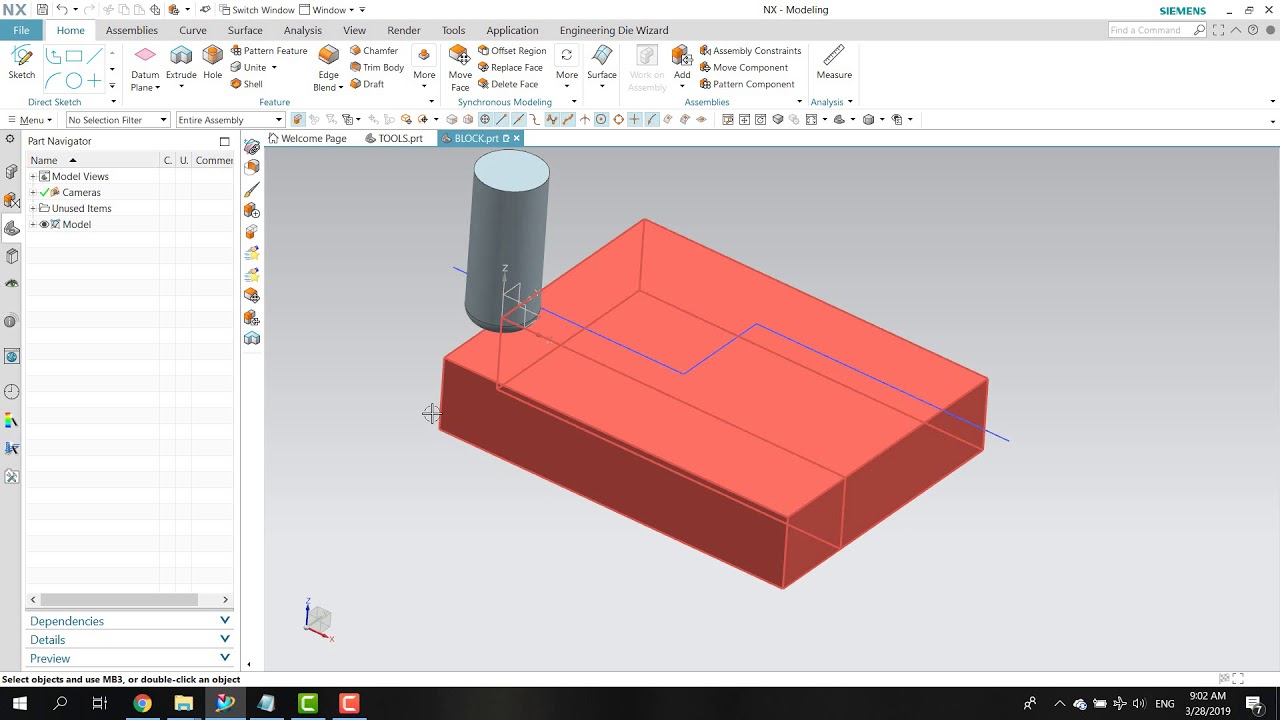 Bagaimana membuat Multi-body Swept Cut di NX - YouTube