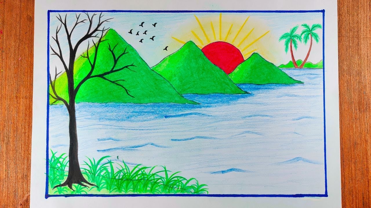 Very😍Very Easy Drawing || How to draw easy scenery drawing with oil ...