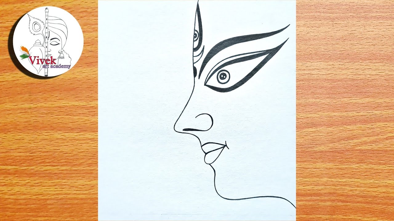 How to draw Durga mata half face, easy drawing for beginners, mata ...