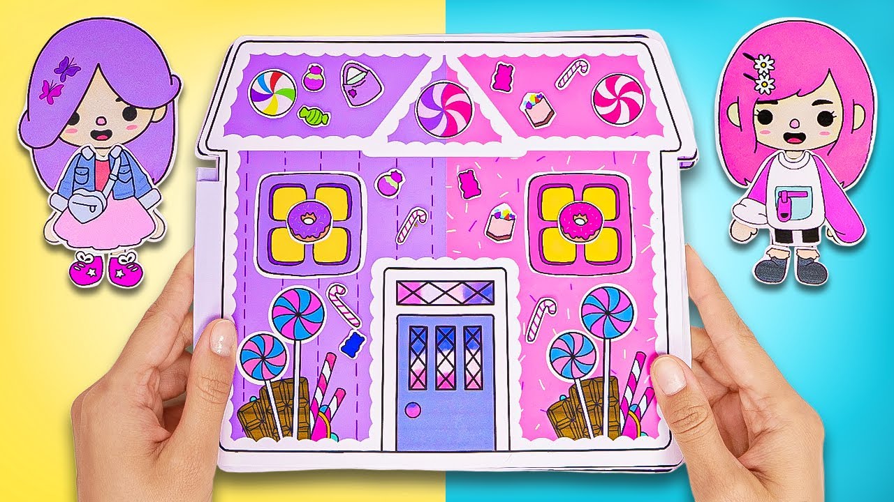 Pink VS Lilac 💜 Paper House In One Book | FUN DIY & Easy Crafts by ...