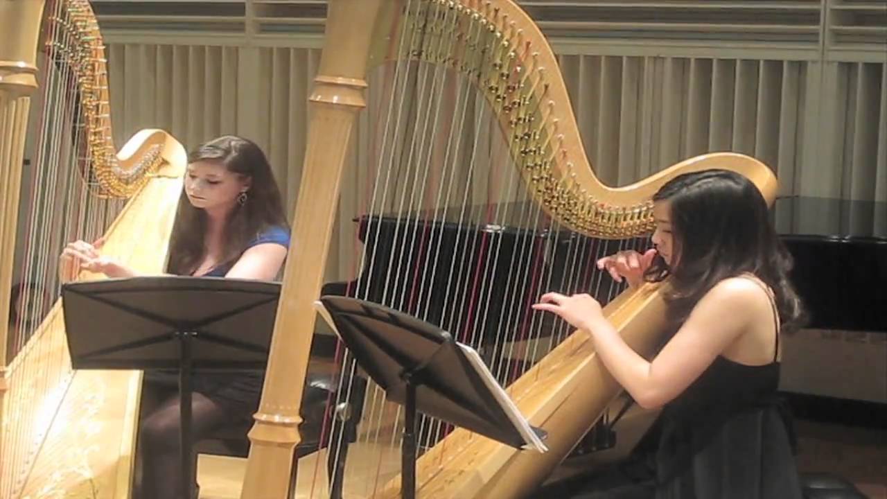 "Sonatine" for Two for Two Harps by Damase: III - Presto - YouTube