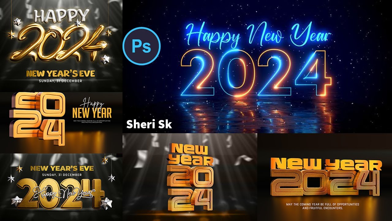 New Year 2024 Background With Stylized 3D Text Download In PSD Files ...