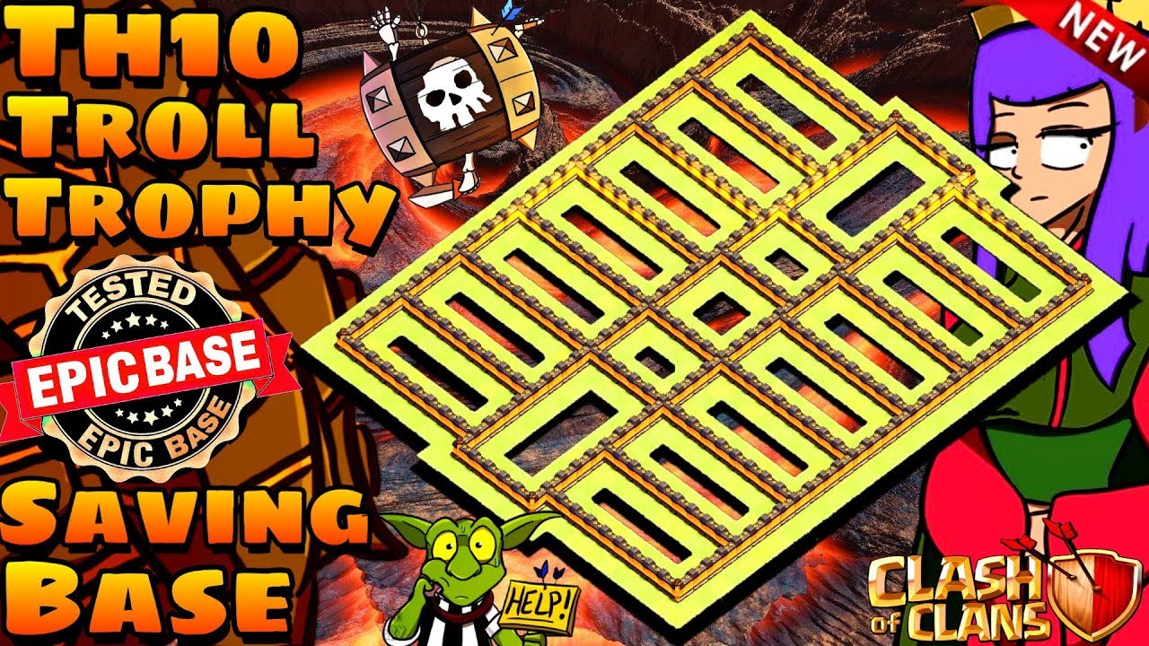 Clash Of Clans | Best TH10 Troll Trophy Base | Th10 Trophy Push Base ...