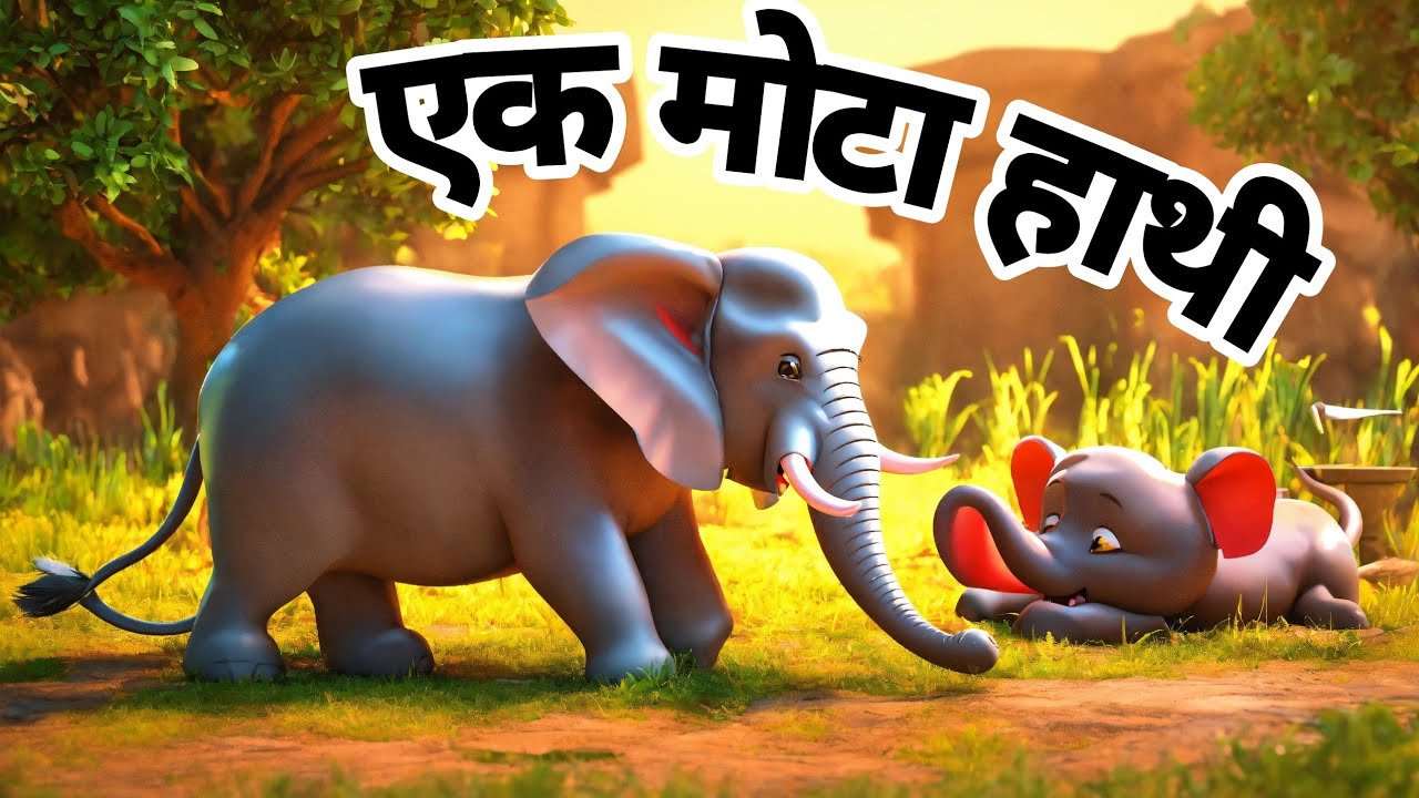 एक मोटा हाथी, Ek Mota Hathi, Hindi Nursery Rhyme for Kids, Cartoon ...