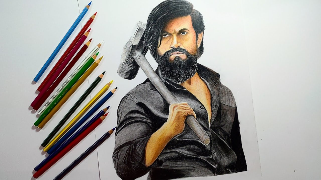 Drawing Rocky Bhai ( Yash ) KGF - 2 - YouTube