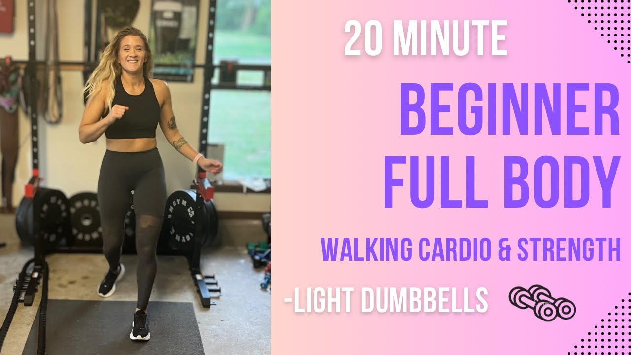 20MIN BEGINNER FULL BODY WORKOUT | Walking Cardio | Dumbbell Total Body ...