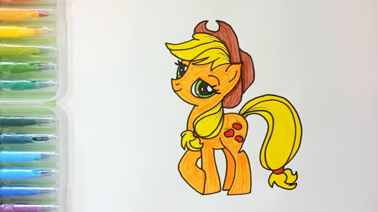 How to draw Applejack from the cartoon My Little Pony - YouTube