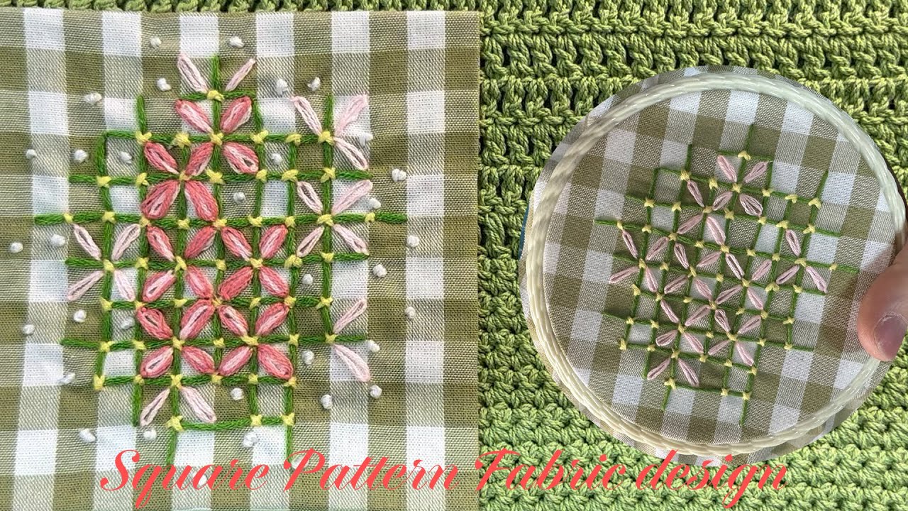 Hand embroidery design Square Pattern Fabric #embroidery #flowers #diy ...