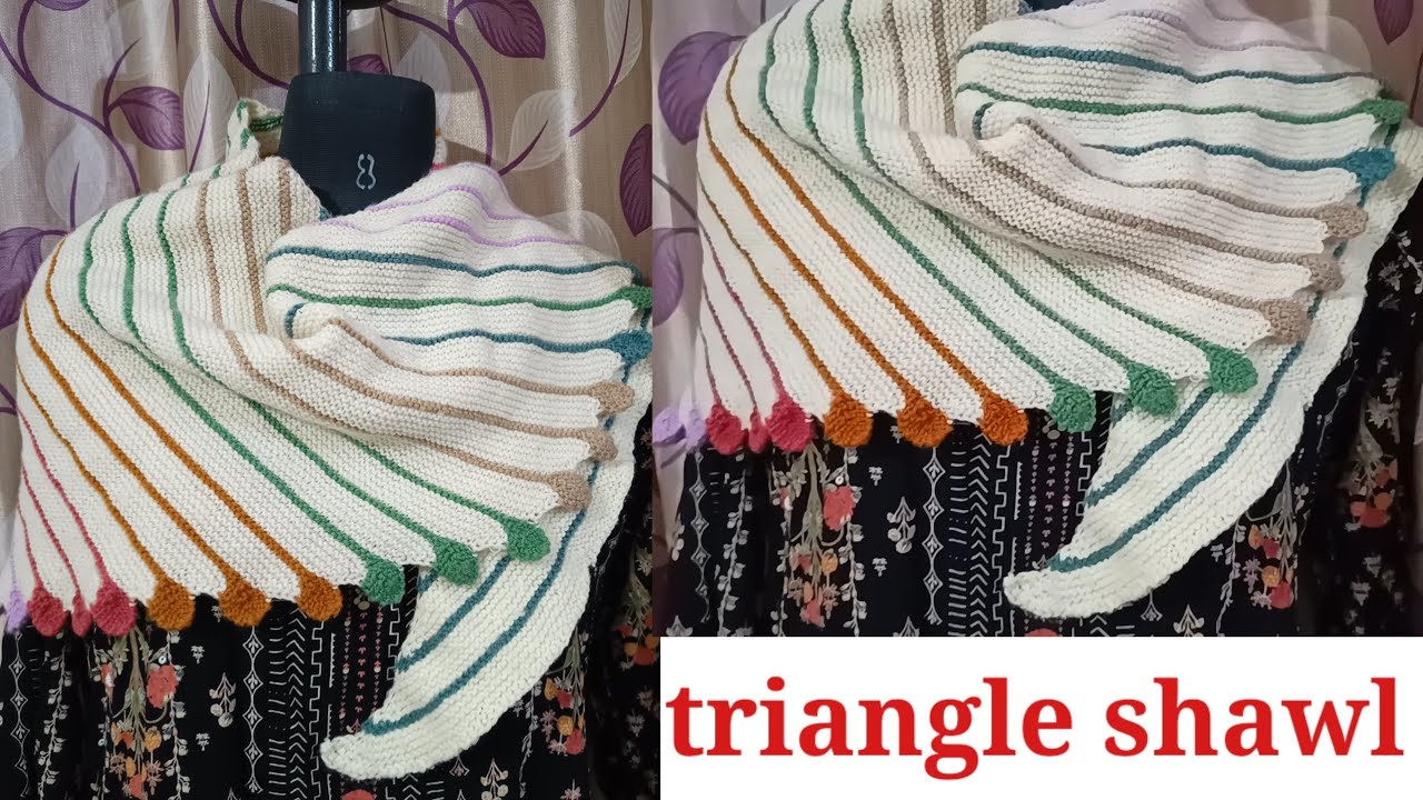 Triangle Shape Shawl/Beautiful Leaf Shawl/Multicolour Yarn Scarf/Yarn ...