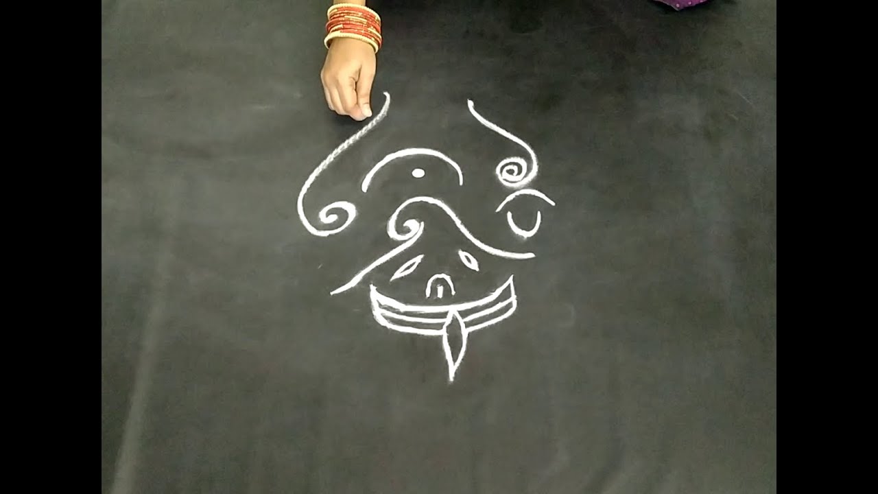 Easy free hand Vinayaga/Pillayar Kolam| Ganesha/Ganapati Rangoli ...