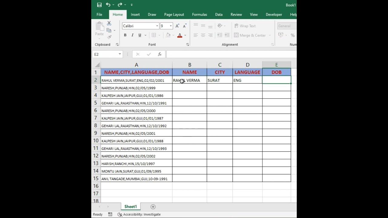 Microsoft Excel short tips | excel me ek column se alag alag kaise kare #exceltips # ...
