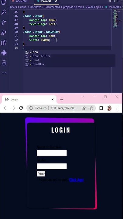 TELA DE LOGIN SIMPLES E BONITA COM HTML e CSS. #shorts - YouTube