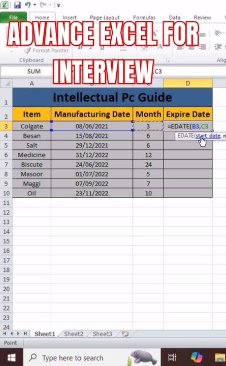 Find Expiry Date Product In Excel 💯 Advance Excel 😎 Shorts Computer Excel Tricks