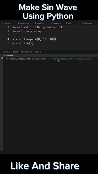Make Sin Wave Using Python 🤖 Python Pythonprogramming Youtube