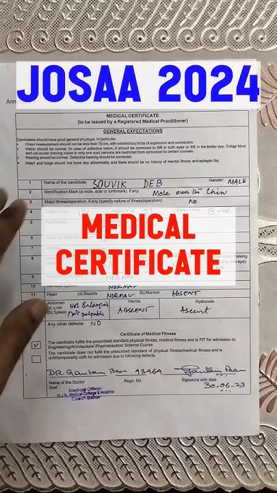 🛑MEDICAL CERTIFICATE Complete Explanation| JOSAA Counselling 2024 CSAB Counselling 2024 How to ...