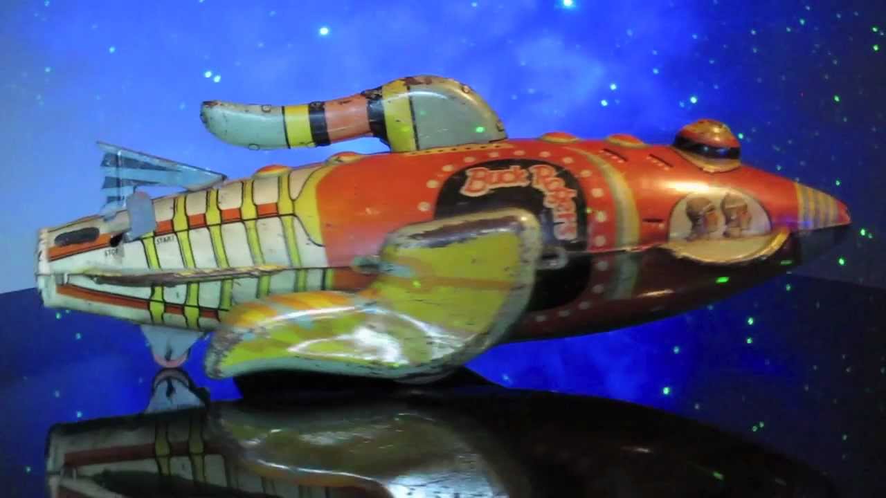 BUCK ROGERS 80 YEARS OLD ROCKET SHIP VINTAGE TIN TOY 1927 - YouTube