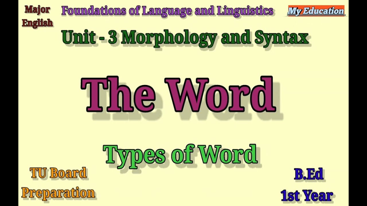 Word Classes / B.Ed 1st year Major Subject Notes / coming exam ...
